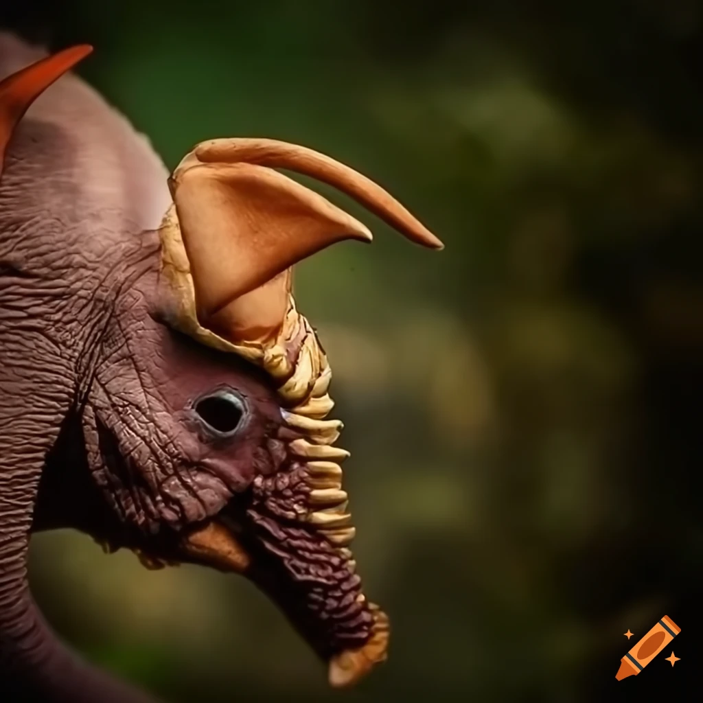 A fictional creature, elephant fused dragon on Craiyon