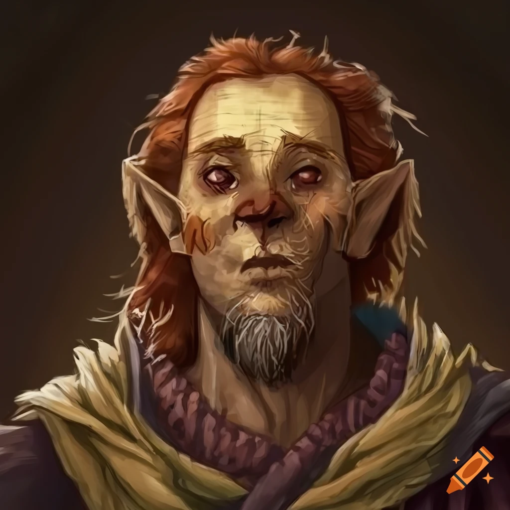 A dnd race portrait of a mix between a firbolg and a scarecrow. The ...