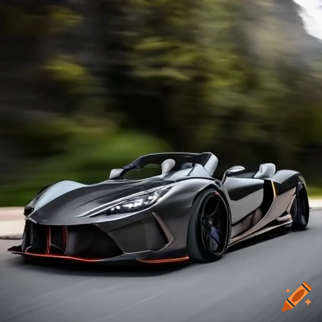 Exotic hypercar convertible low wide with rear spoiler