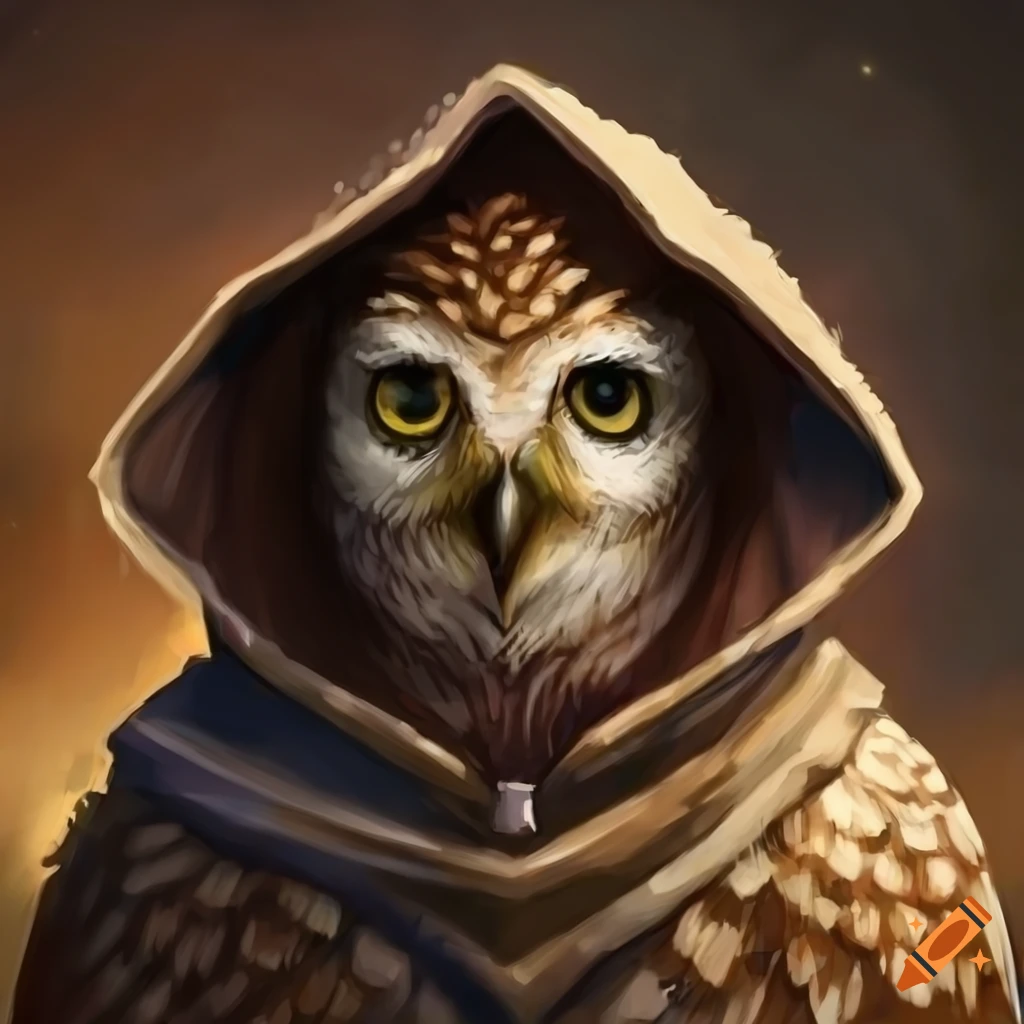 Portrait of a burrowing owl adventurer, dungeons and dragons character ...