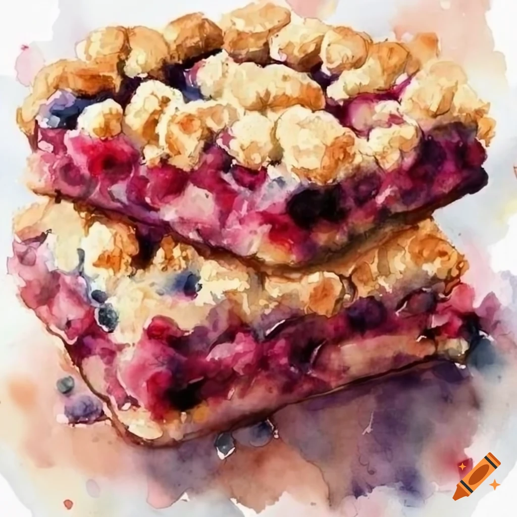 Watercolor illustration of Delectable Gluten-Free Berry Crumble Bars on ...