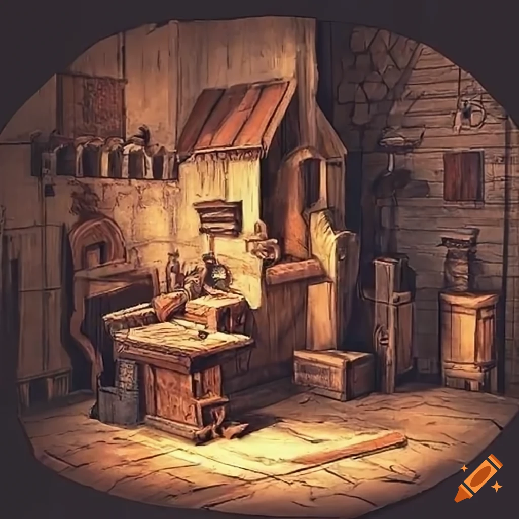 Medieval blacksmith's workshop on Craiyon