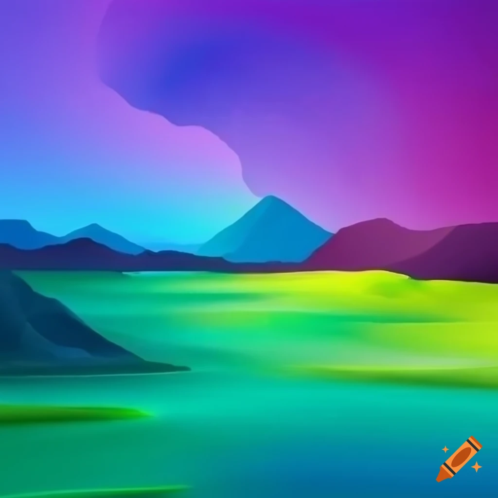 Cool color landscape on Craiyon