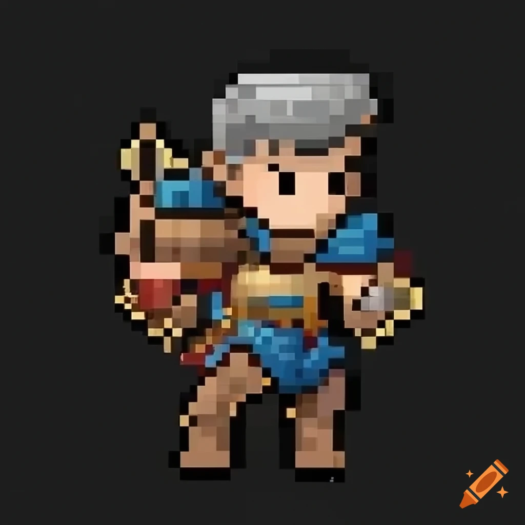 Pixel medieval hero like wonder boy on Craiyon