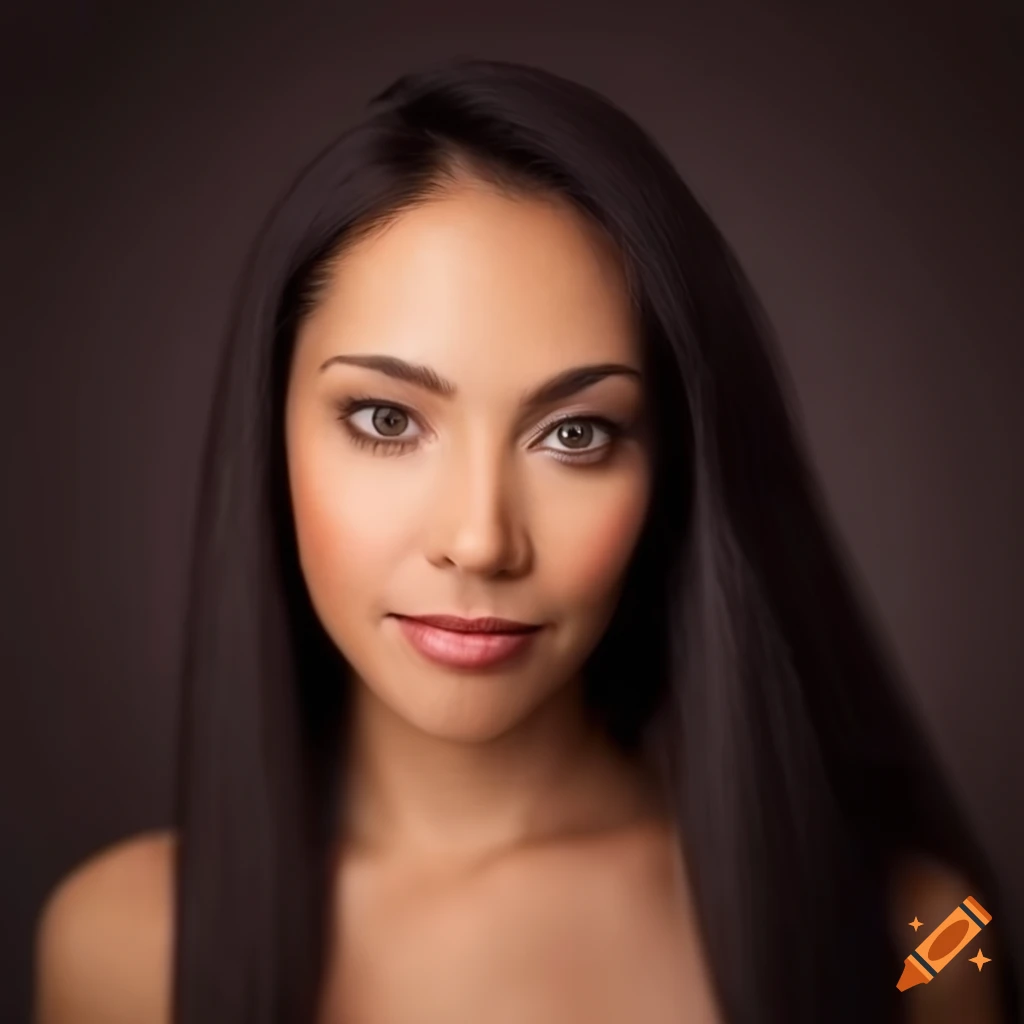 Mixed woman doctor professional portrait realistic straight hair