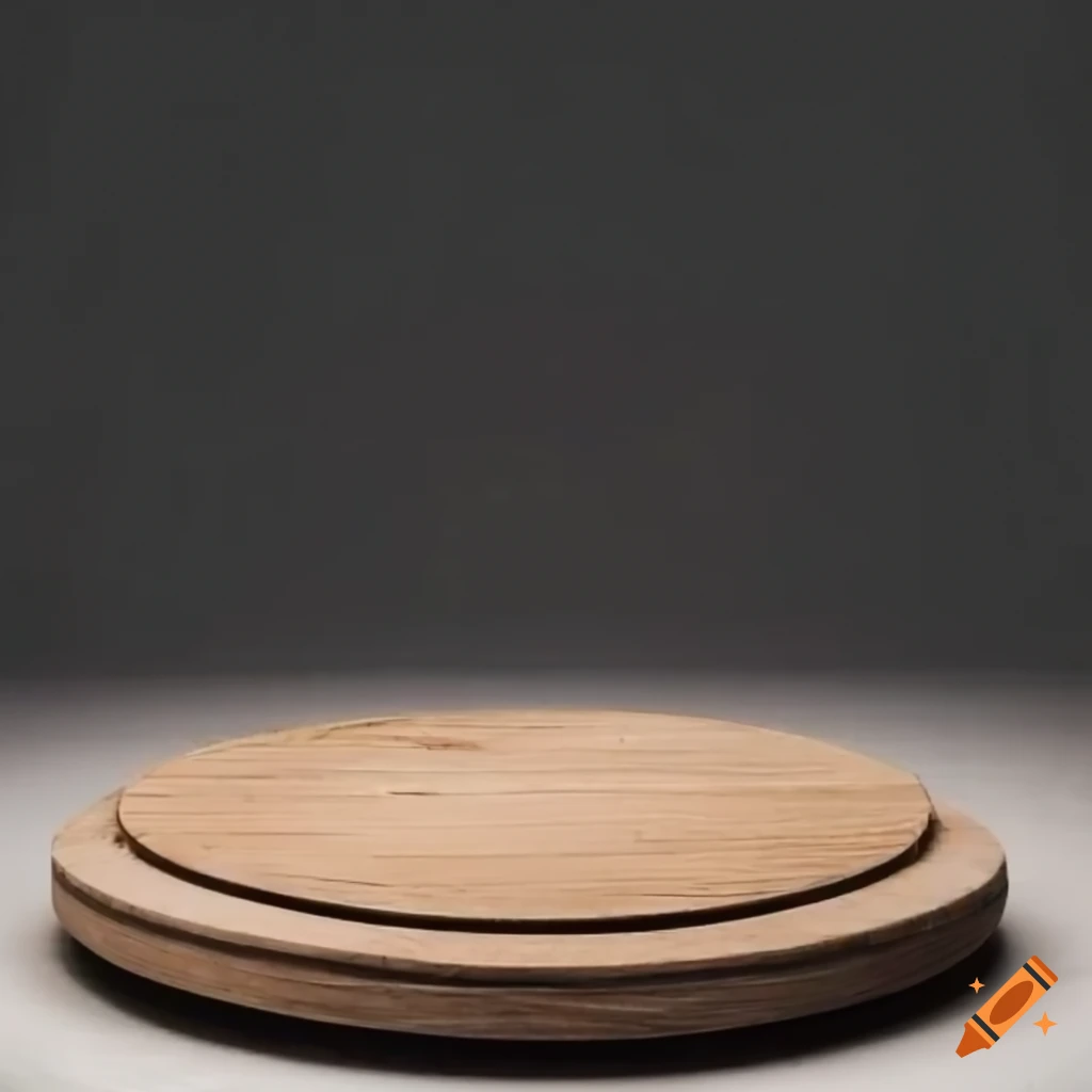 Wooden platform. Round and low. One meter in diameter. Minimalist ...