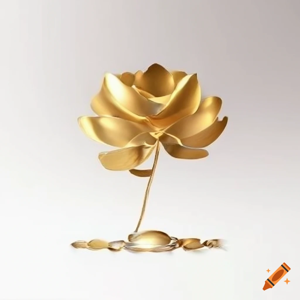 Metallic petal design with a gold flower on platinum base on Craiyon