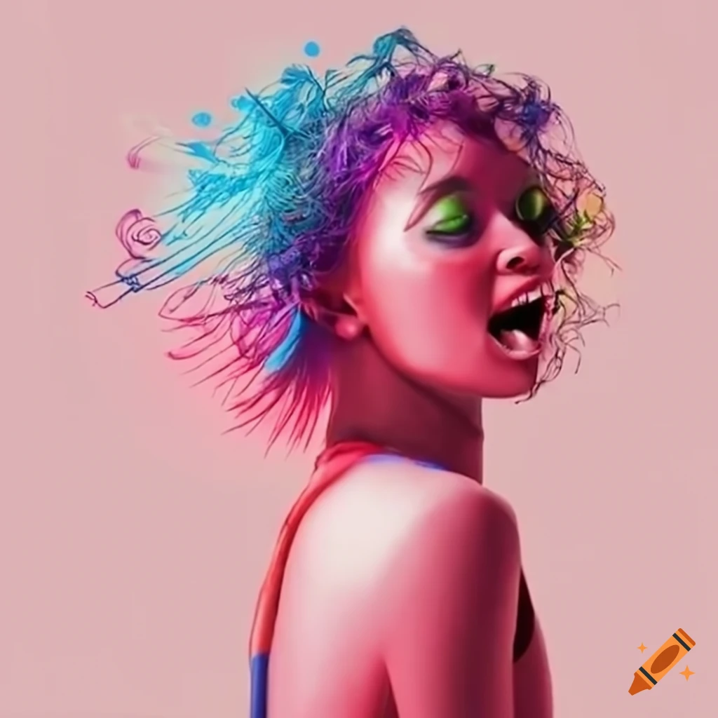 Singing performer colorful