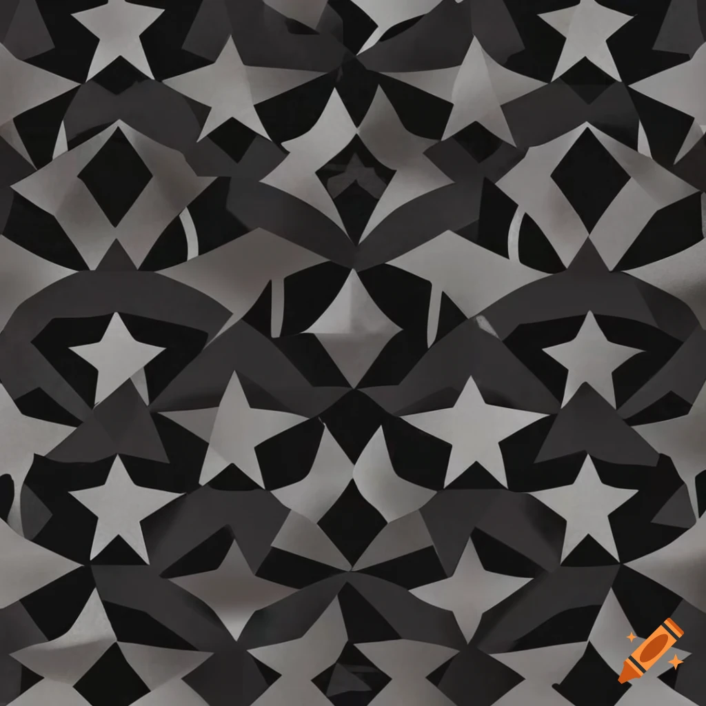 Pattern made of black stars and diamonds, minimalistic art
