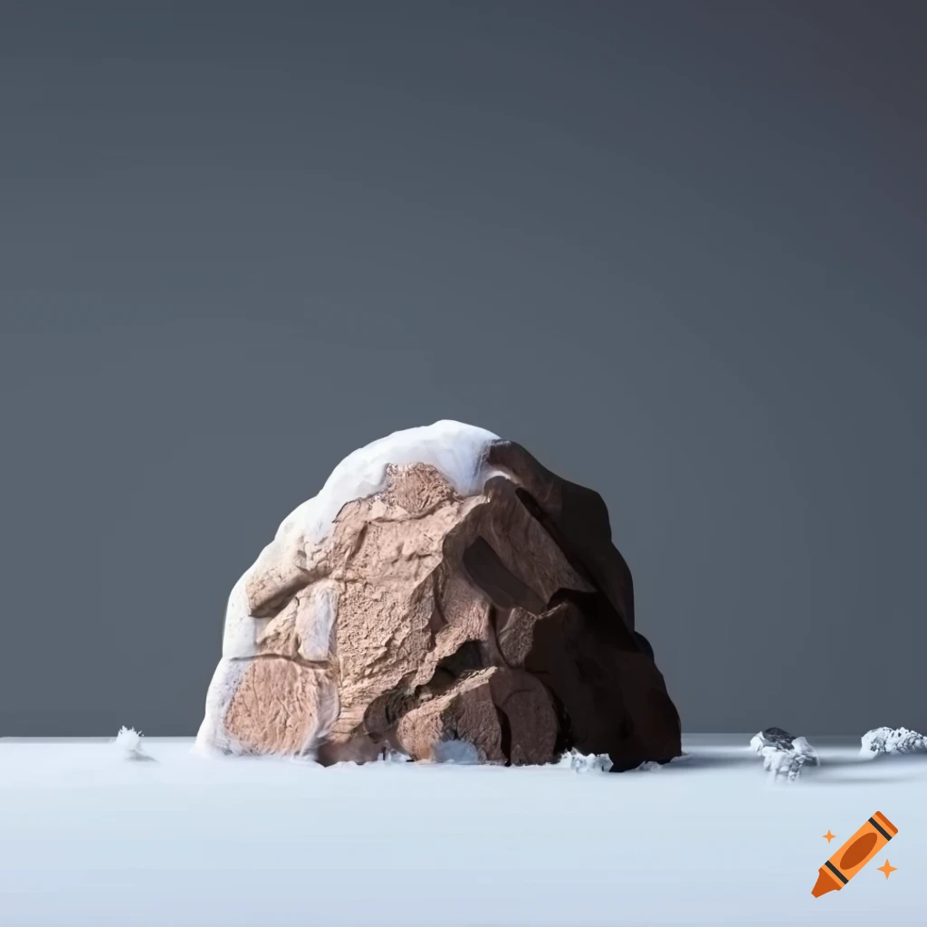 Random shape boulder for 2d game, with snow details, on grey background