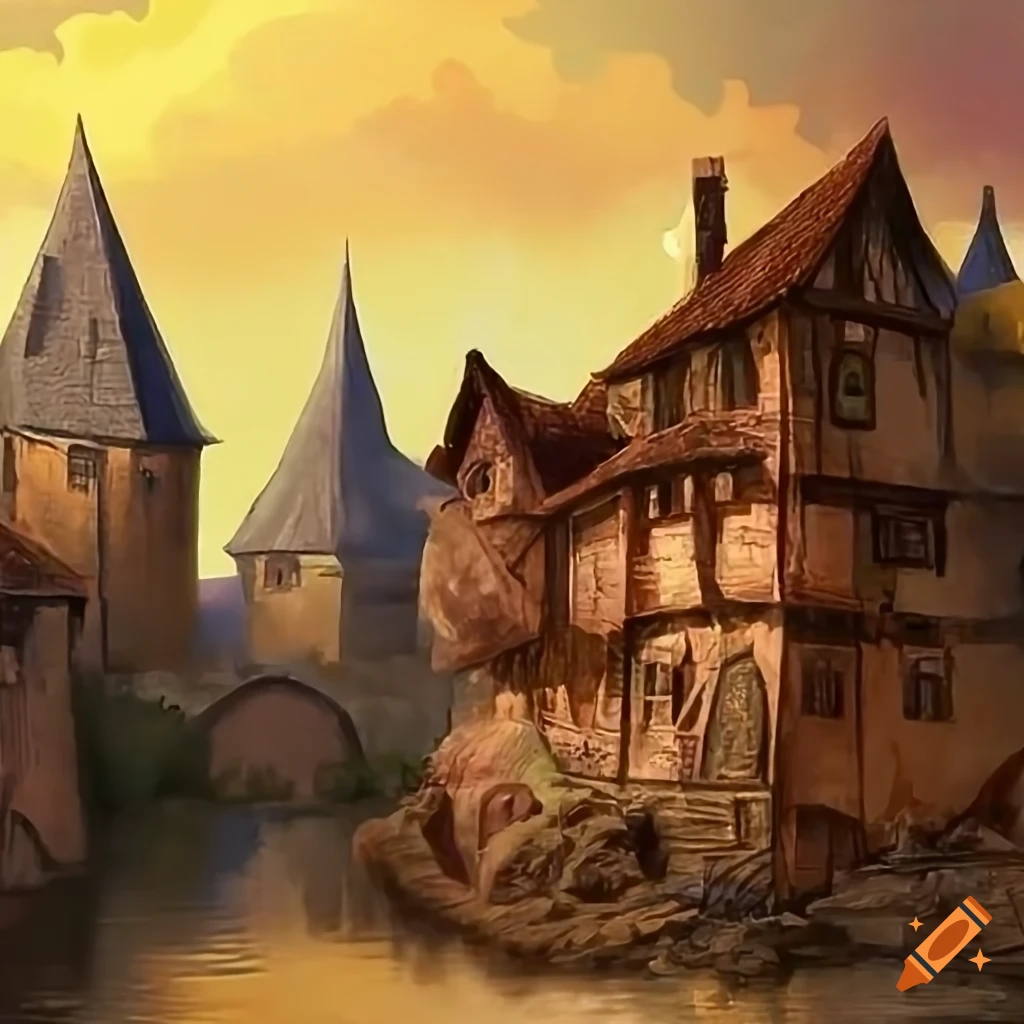 Medieval Village Art