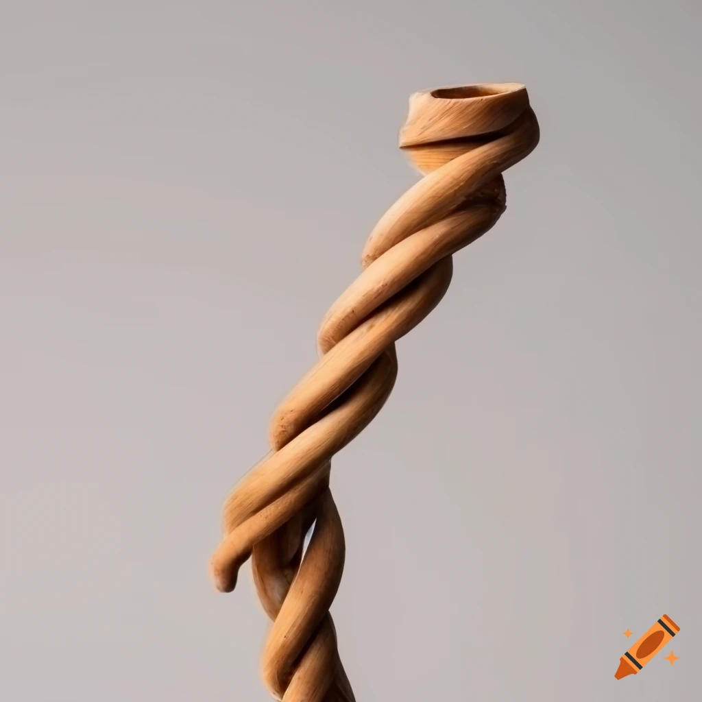 A twisted wooden stick on a white background