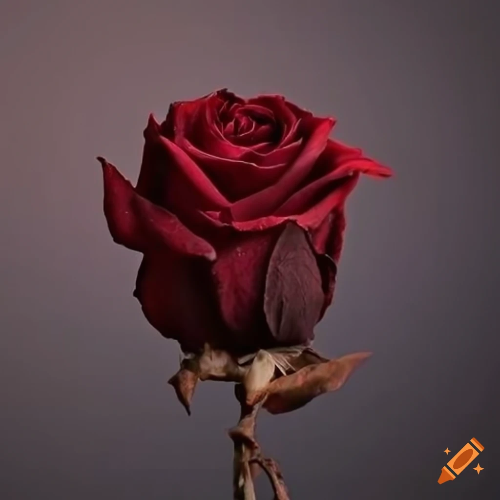 Dry dark red rose