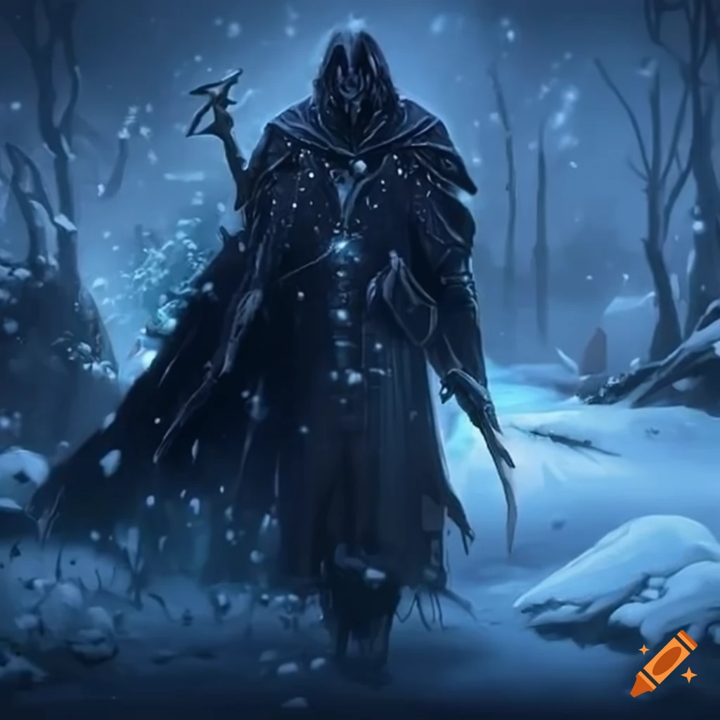 Dark fantasy wintersong blizzard snowing arcane on Craiyon