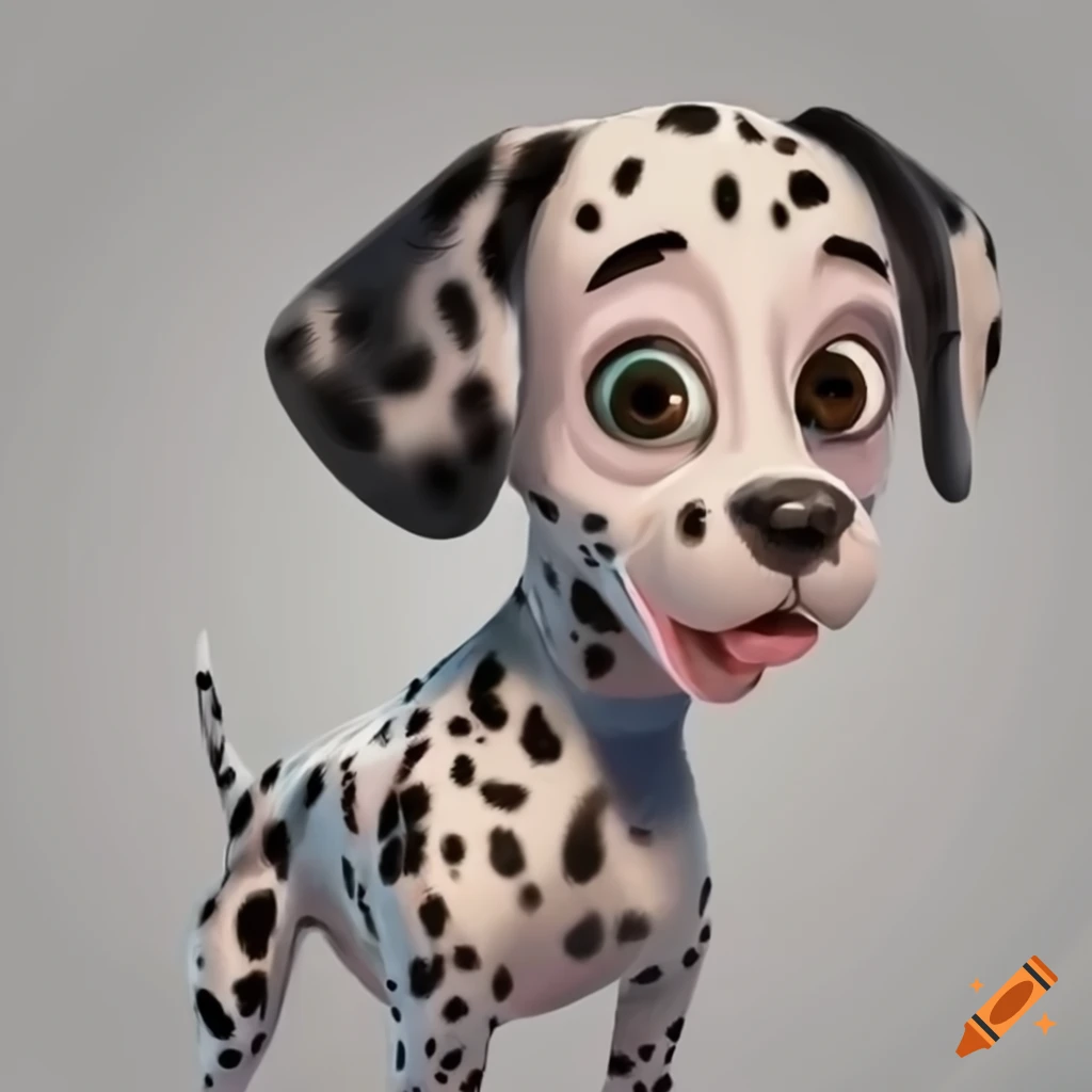 Pixar dalmatian puppy character design on Craiyon