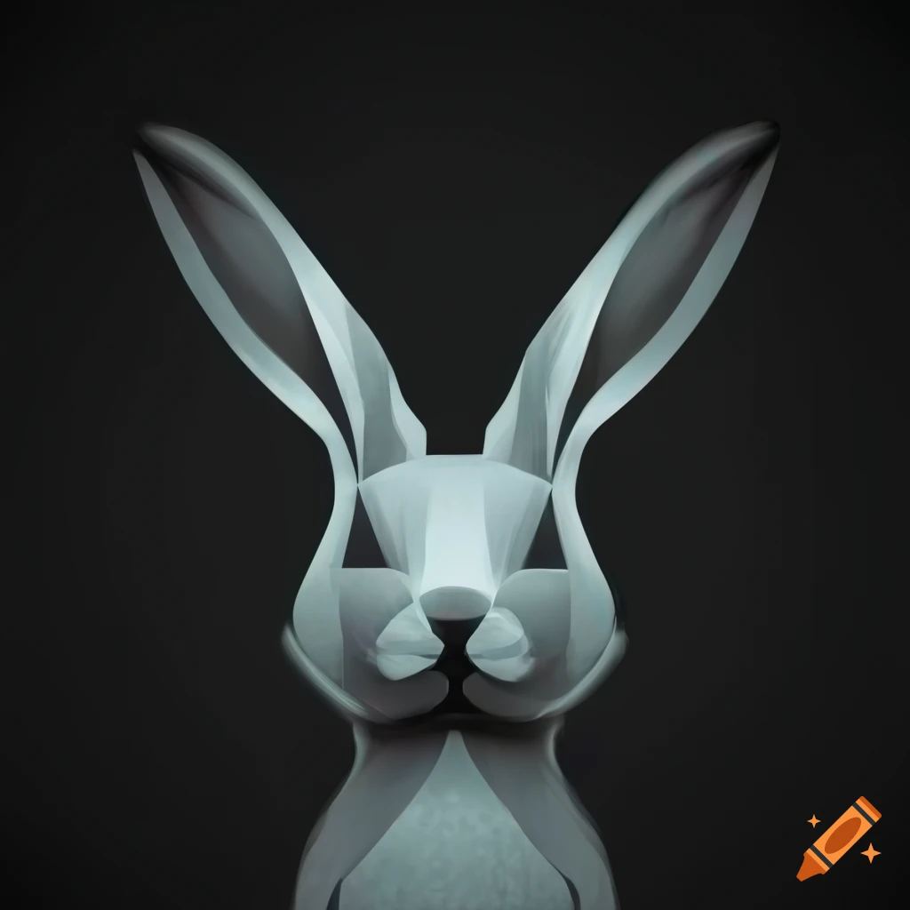 Abstract rabbit in motion, geometric shapes on white background on Craiyon