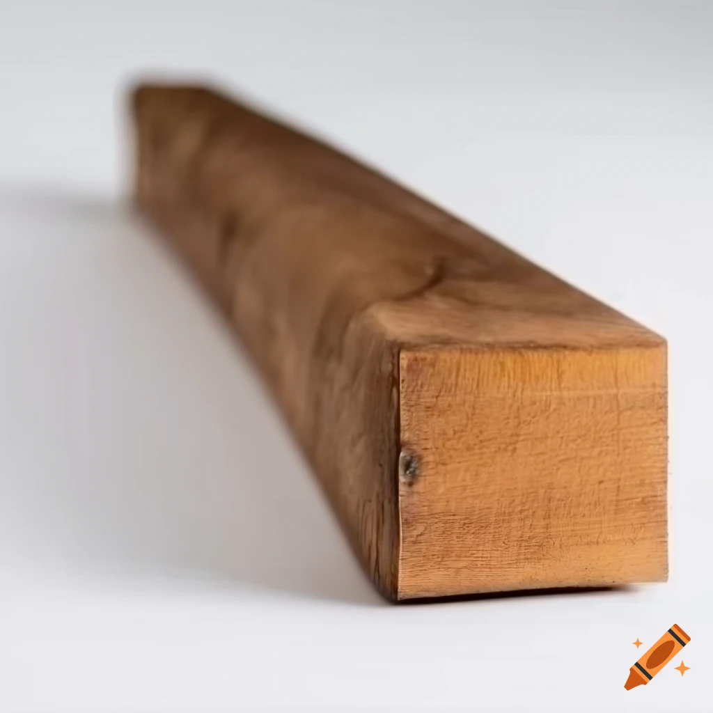 A large single wooden beam on a white background on Craiyon