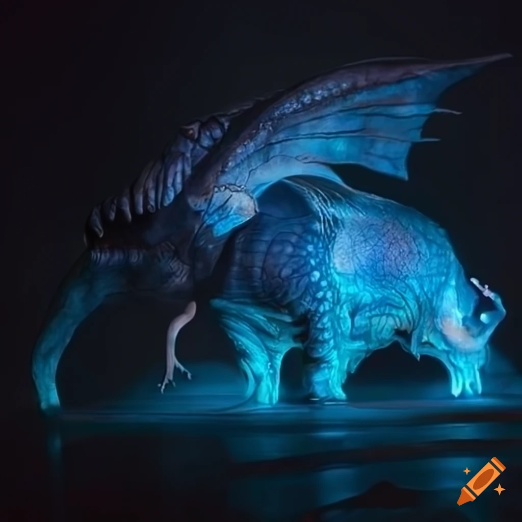 A fictional creature, elephant fused dragon on Craiyon