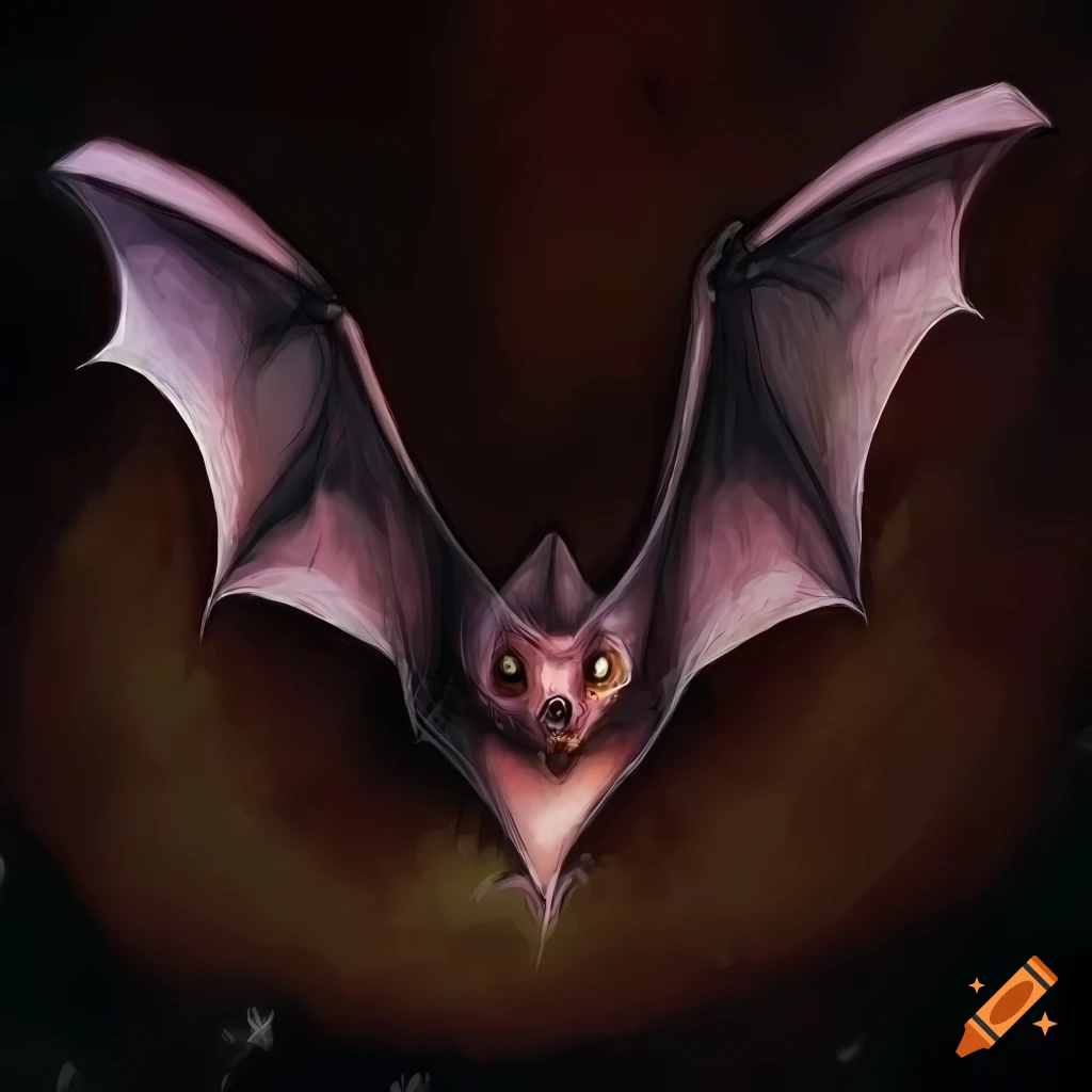 Bats in the distance. dark. digital art painting