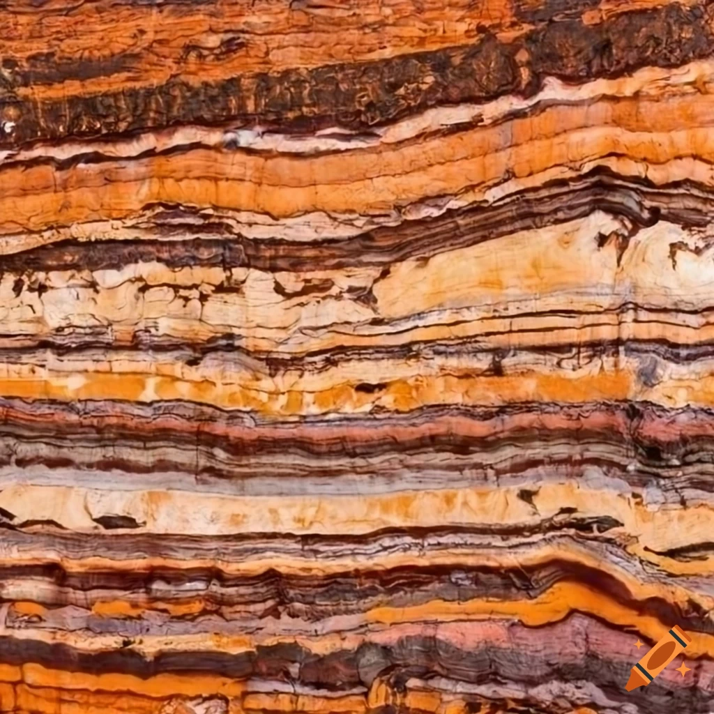 A rock slab with geological layers with the words 'surface theory ...