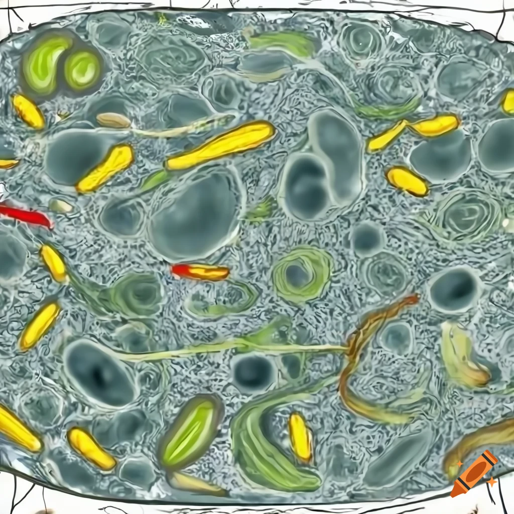Schematic representation of photosynthetic cell with transparent white ...
