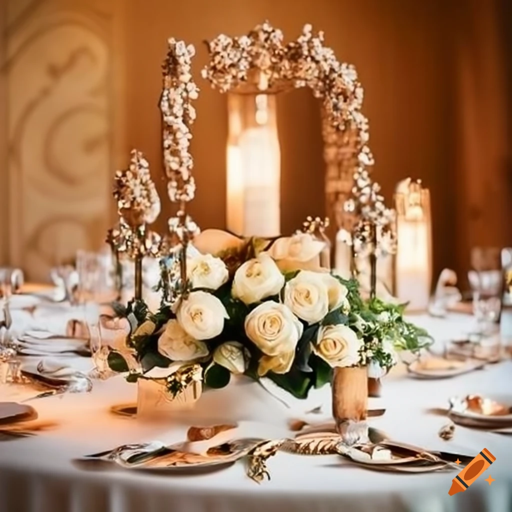 Romanian wedding table centerpieces on Craiyon