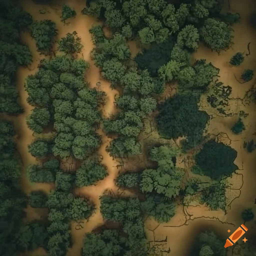 Military straight top down view map forest