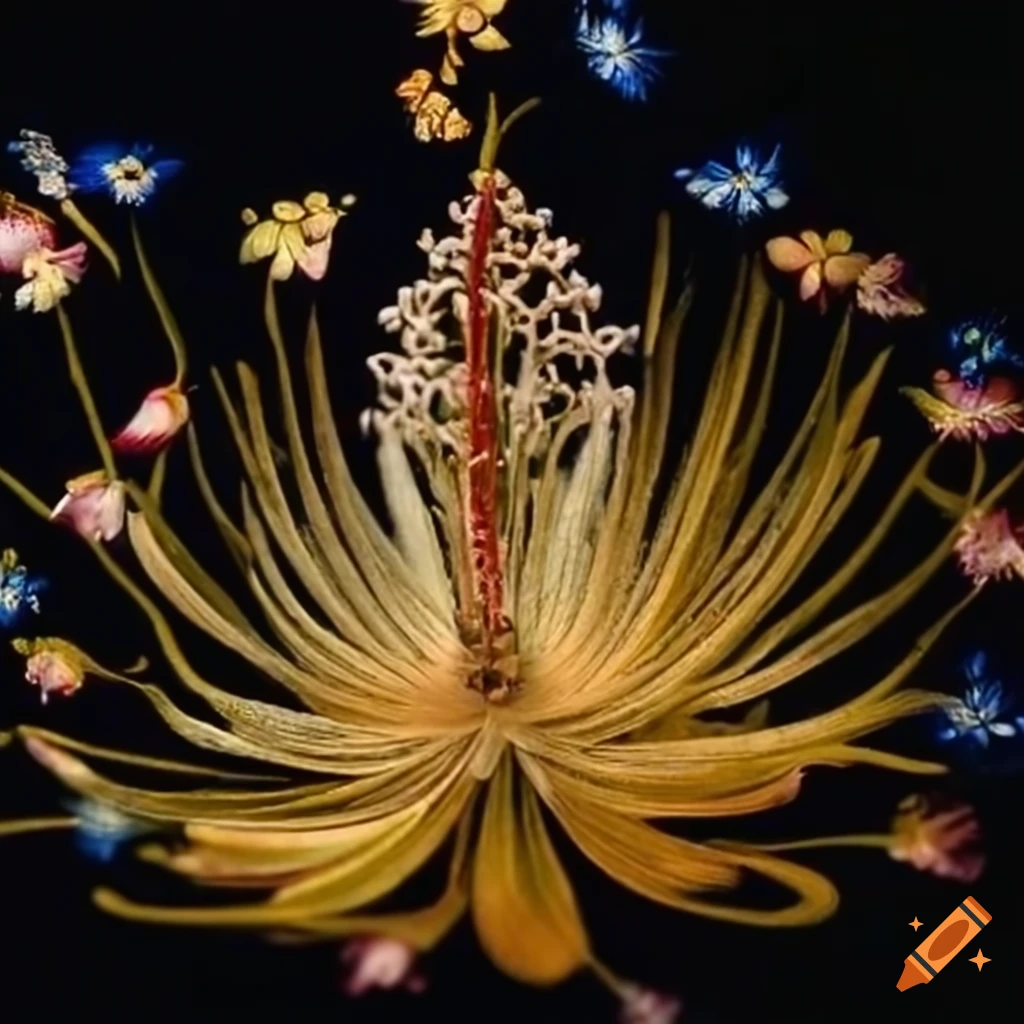 Ancient manuscripts about flower pollination on Craiyon