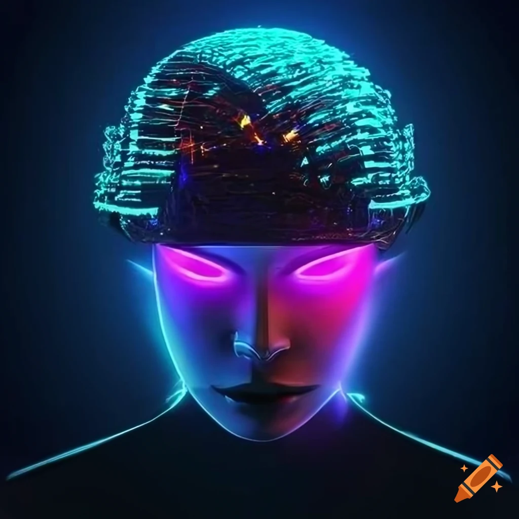 Create a digital artwork depicting an ultra-futuristic hat with ...