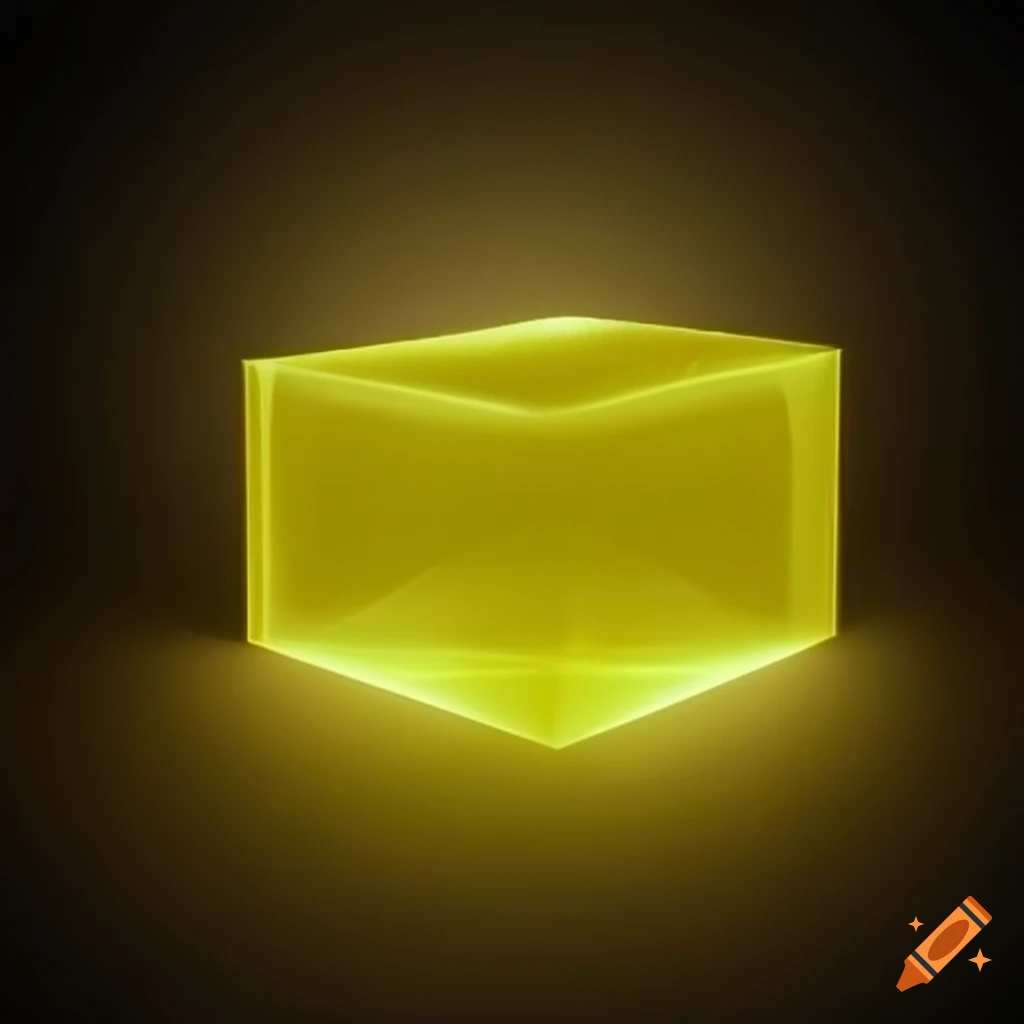 A yellow glowing horizontally elongated cuboid on black background
