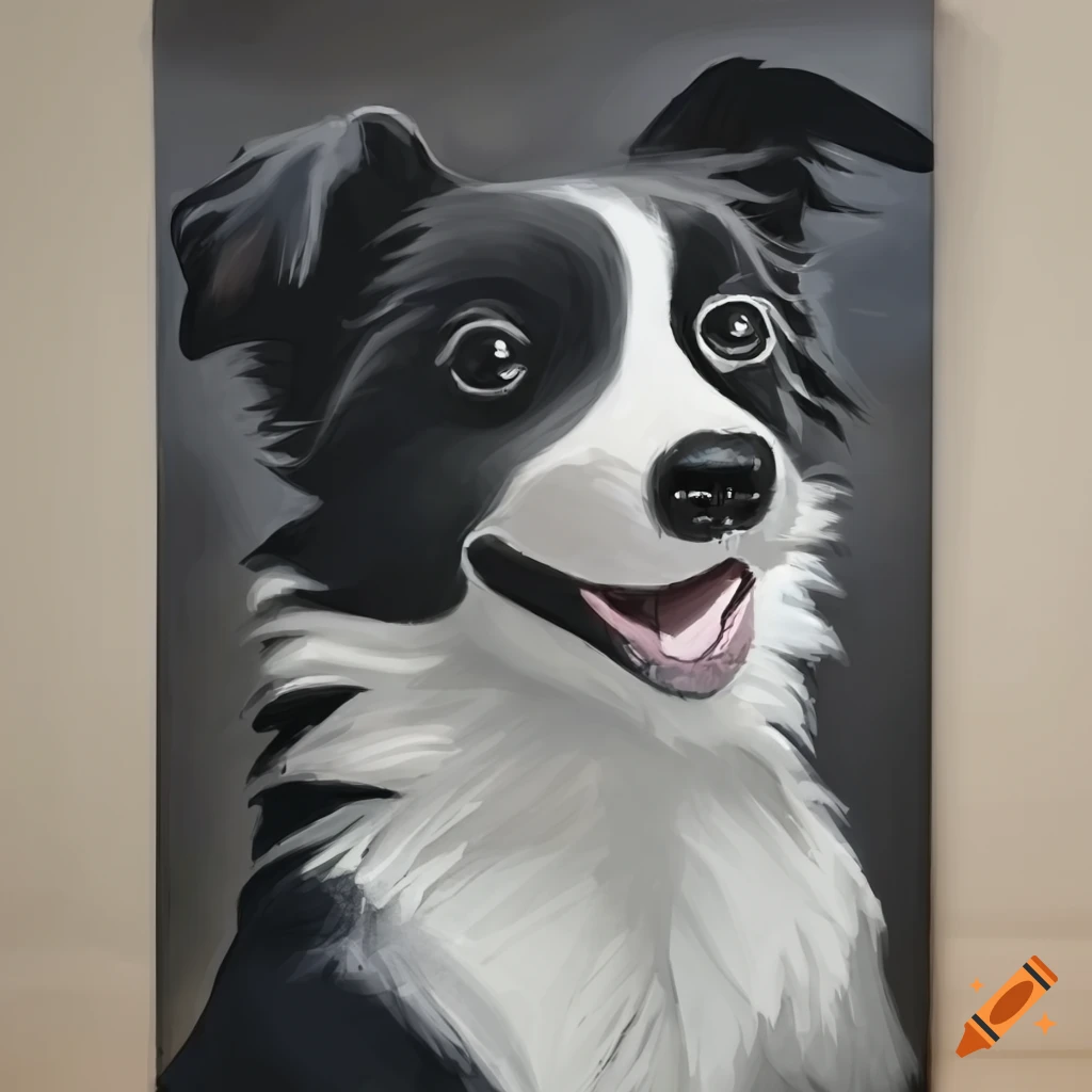 Pixar border collie puppy character design on Craiyon