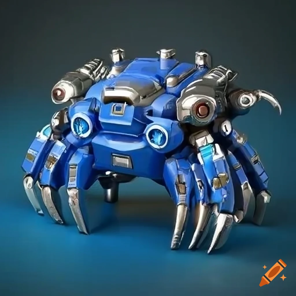 Crab robotic zord, blue color, silver trim on Craiyon
