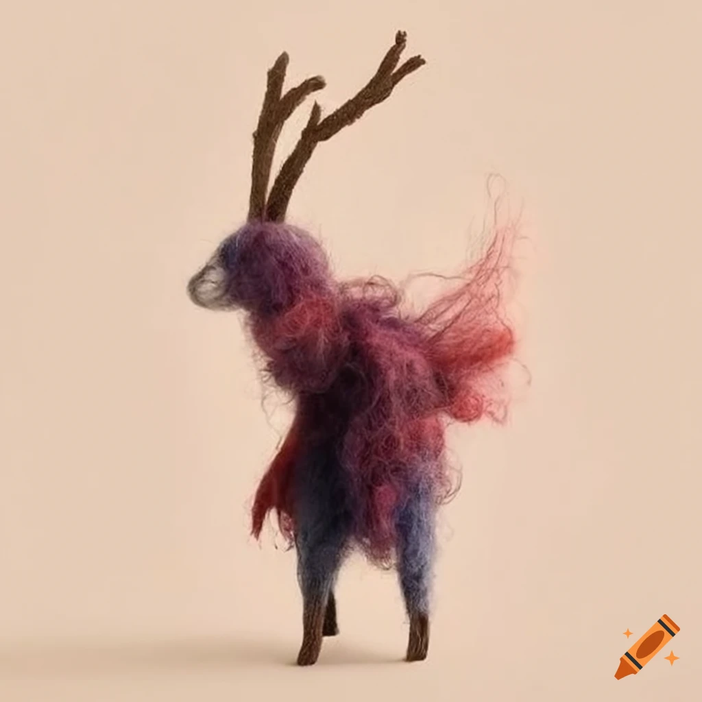 Felted wool creatures wearing intricate outfits on Craiyon