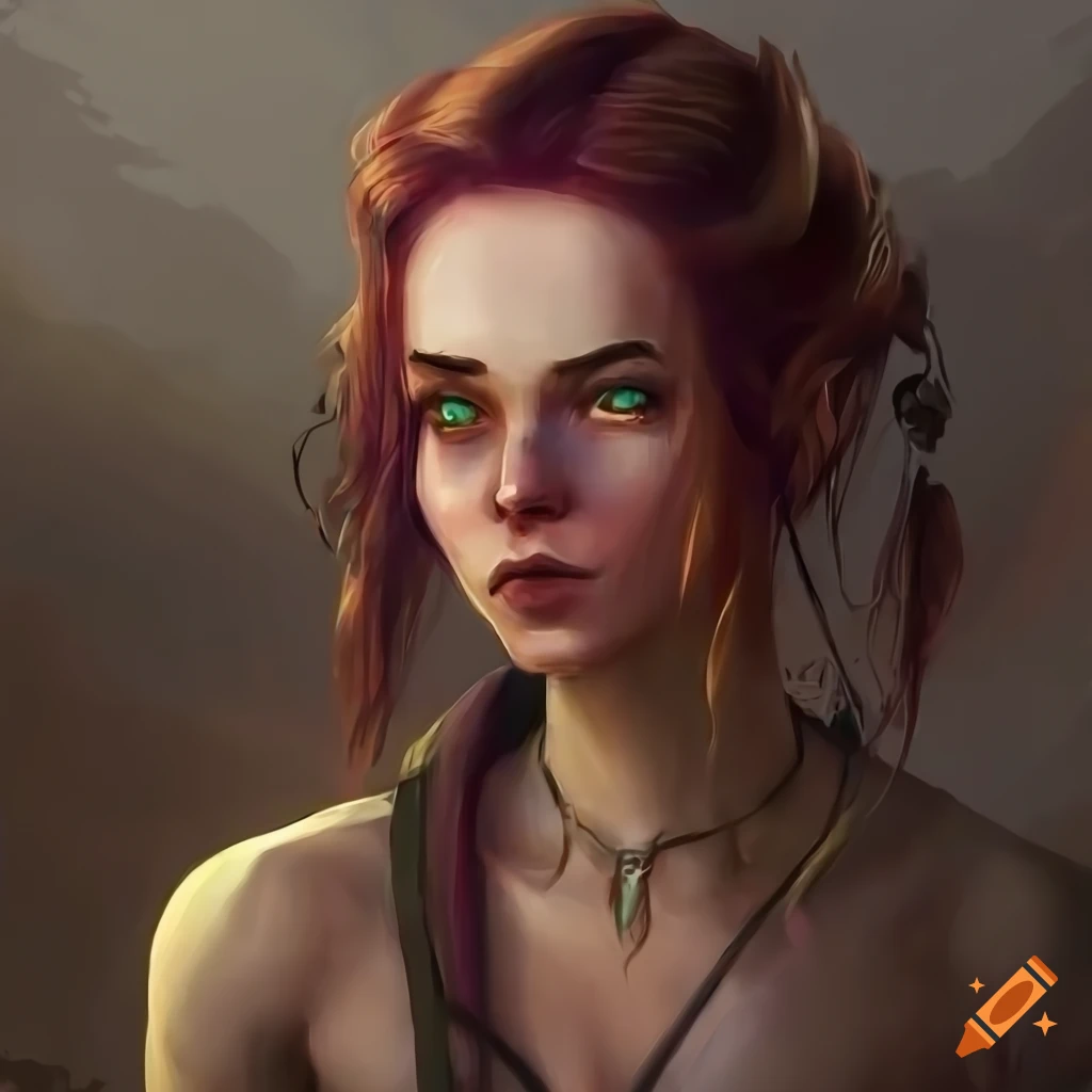 Portrait of settler in fantasy wasteland, human, female, 4k, detailed, trending in artstation ...
