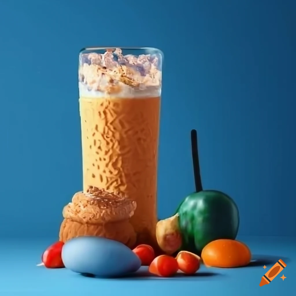 Food with a blue background