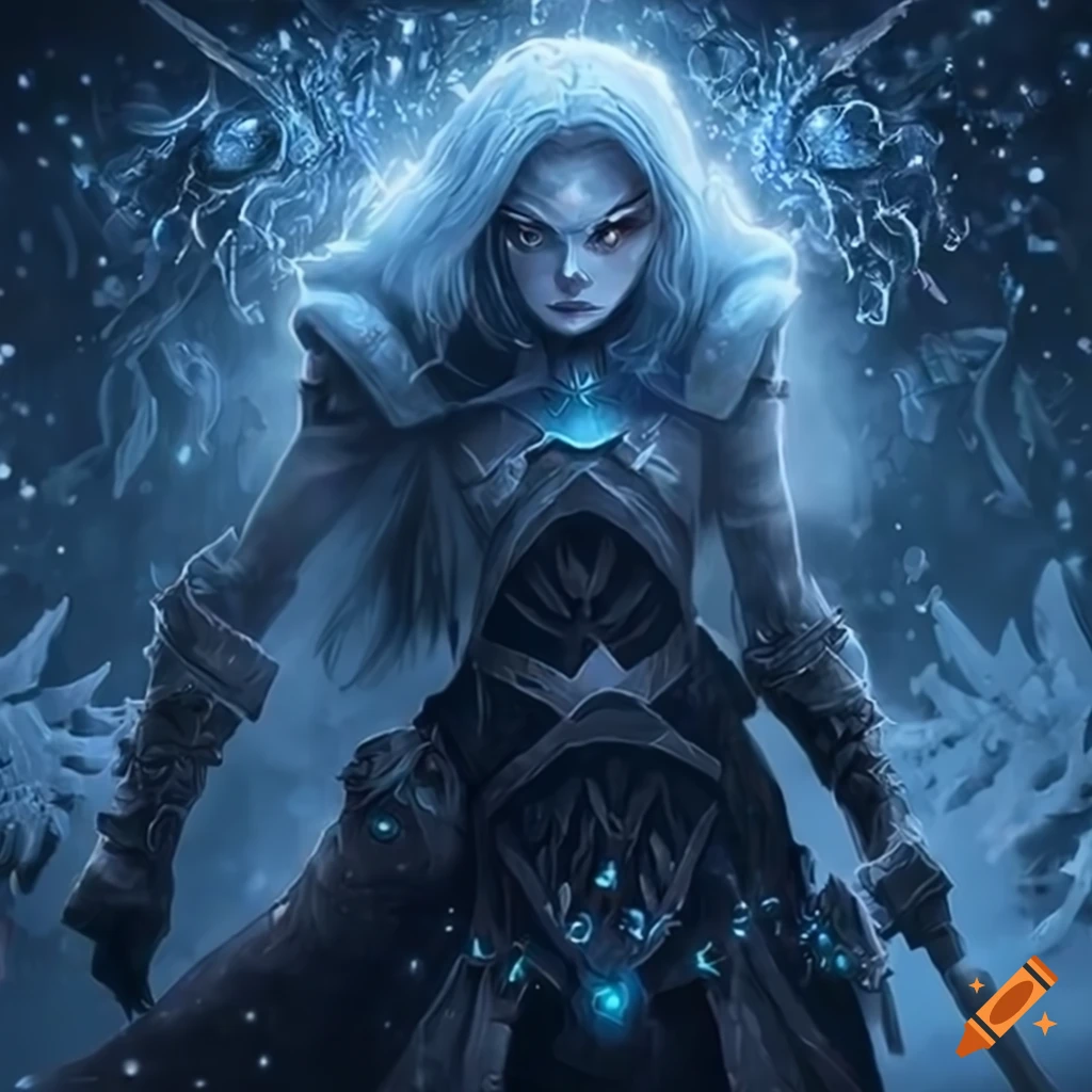 Dark fantasy wintersong blizzard snowing arcane on Craiyon