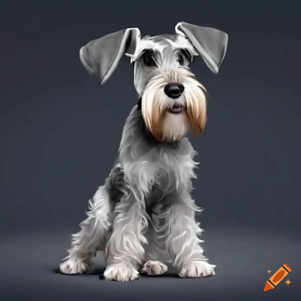 Pixar schnauzer puppy character design on Craiyon