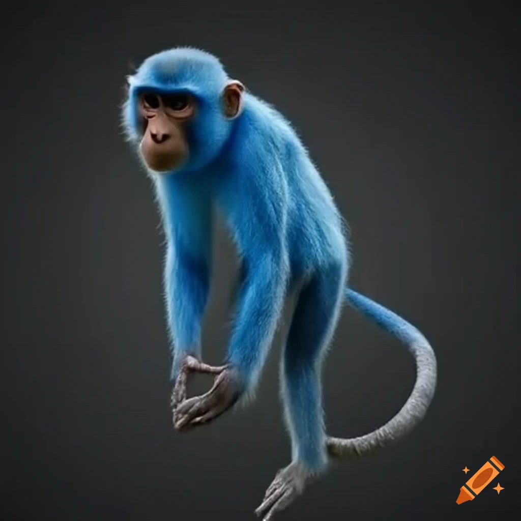 Blue monkey jumping on Craiyon