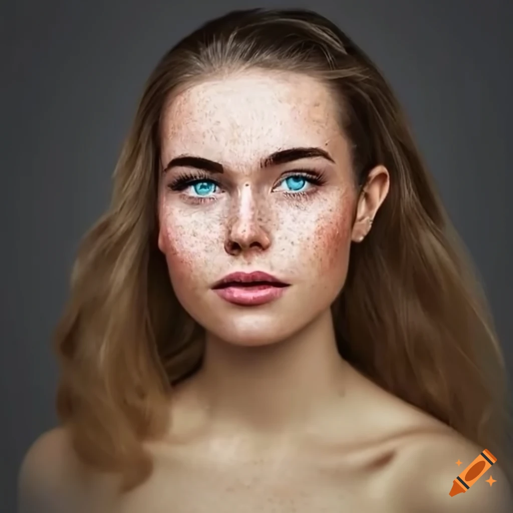 Beautiful young woman very light freckles