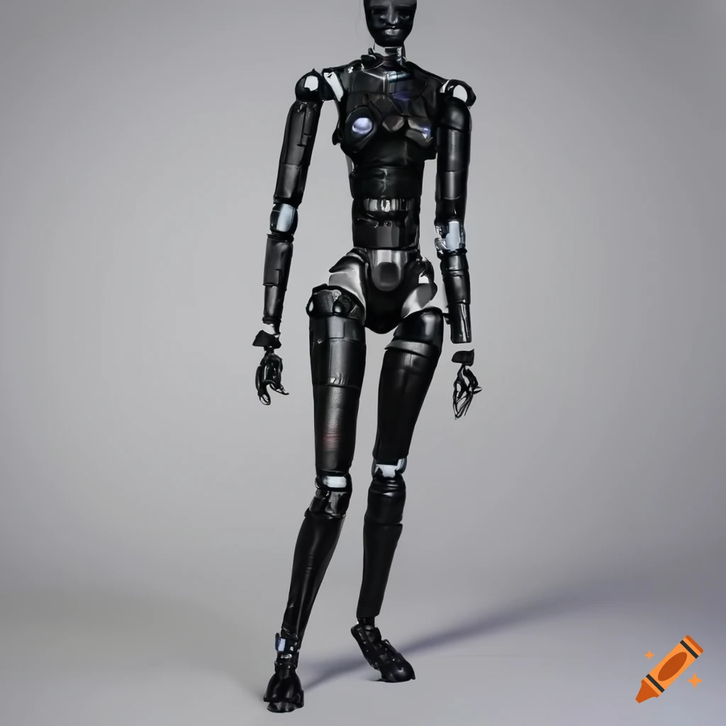 Tall black action female figure body humanoid robot