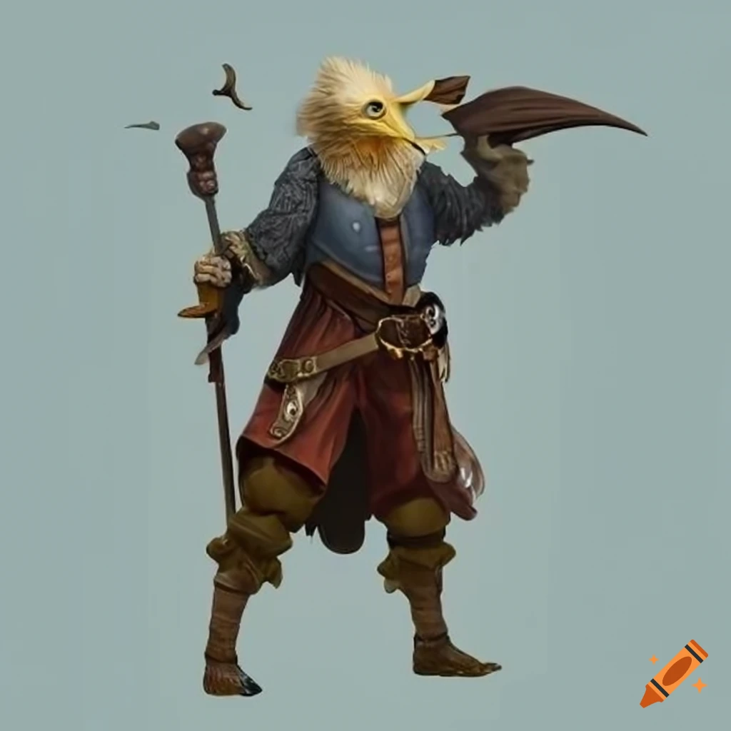 Humanoid bird musketeer
