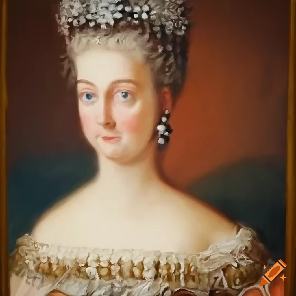 Russian Empress Caterine II. Face close-up. Garden. Oil painting. Very ...