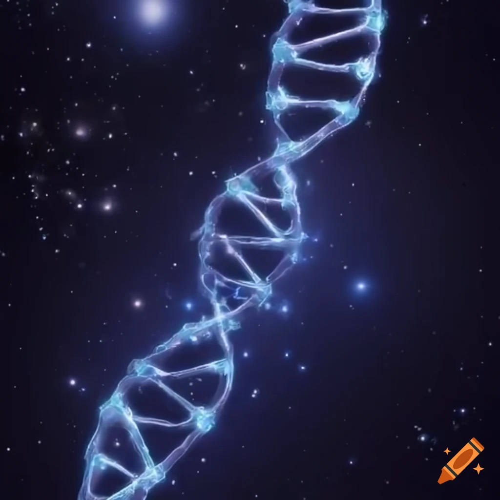Animated dna twisting in galaxy with stars on Craiyon