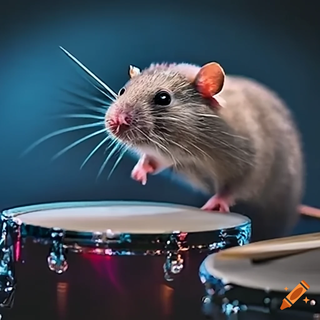 A rat playing the drums on Craiyon