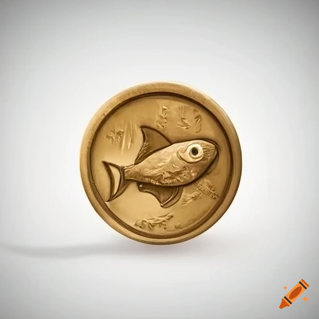 Coin with a fish made with carbord on Craiyon