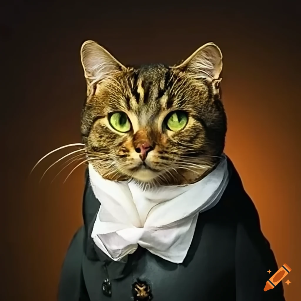 Feline cast of pride and prejudice, with mr. darcy cat in period costume