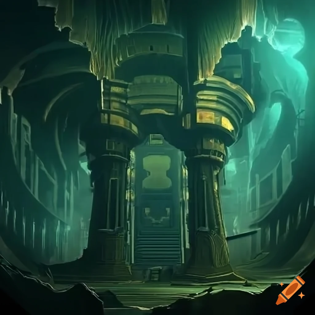 Visualize a specific section of a world that resembles the inside of a ...