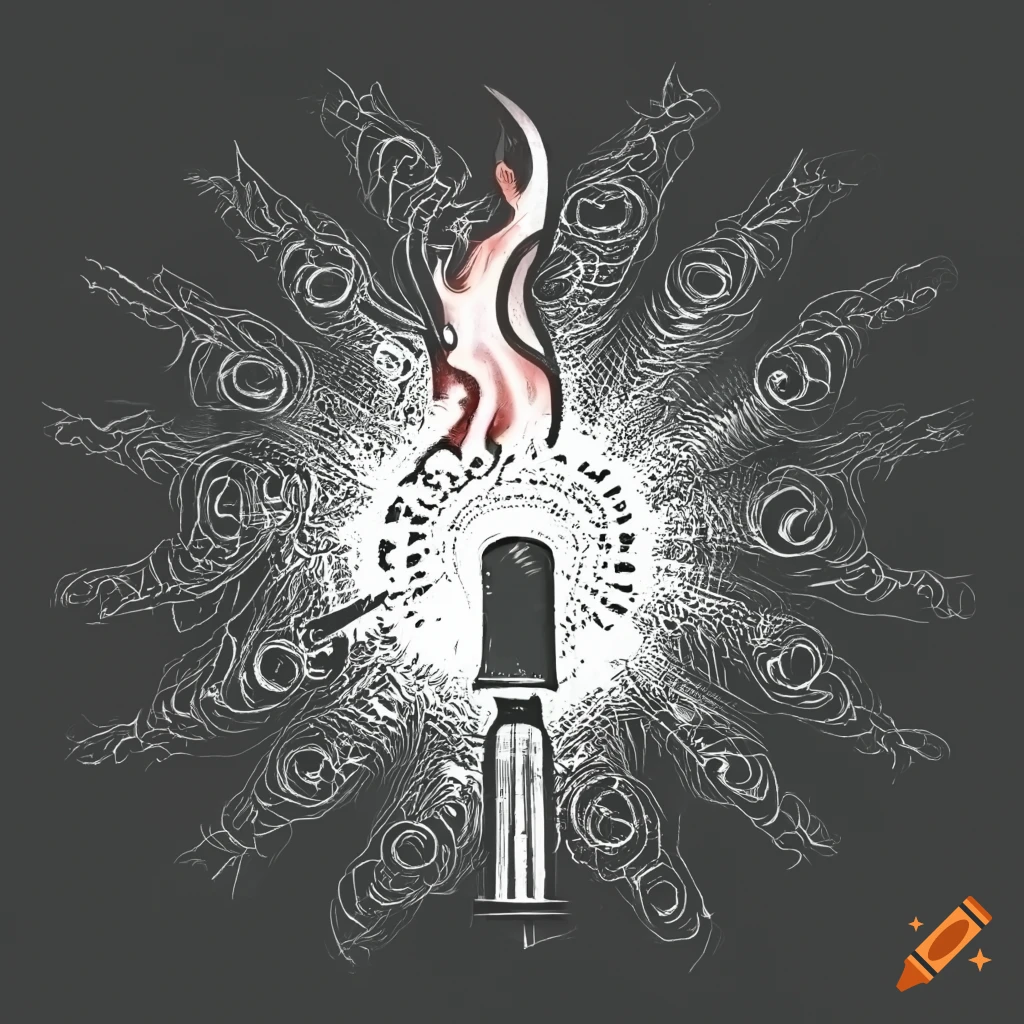 A logo for a hvac enterprise mixing a torch and a flame black and white ...