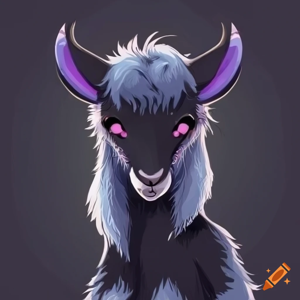 Cute black goat furry design on Craiyon