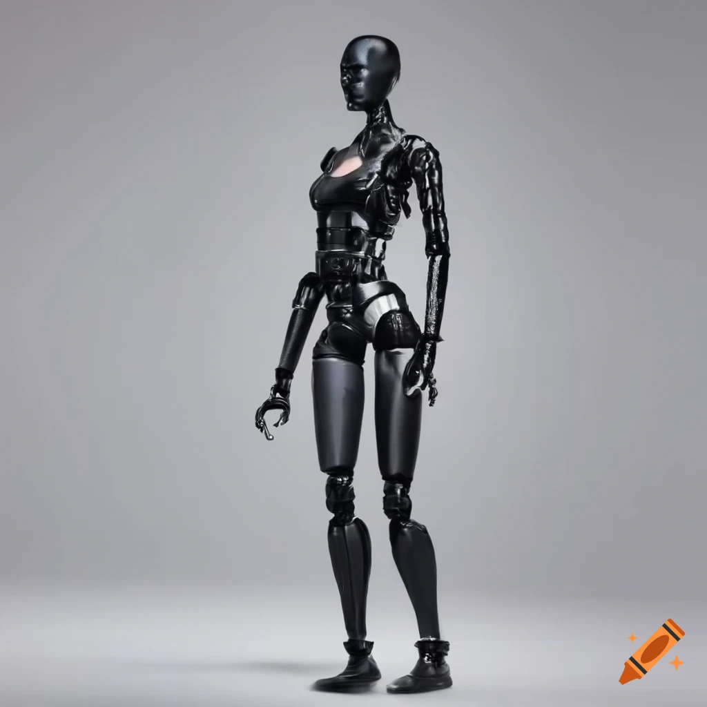Tall black action female figure body humanoid robot on Craiyon